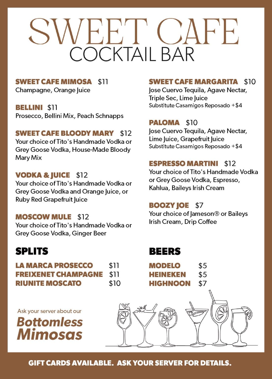 Menu • Sweet Cafe Brunch | Chicago | Jefferson Park
